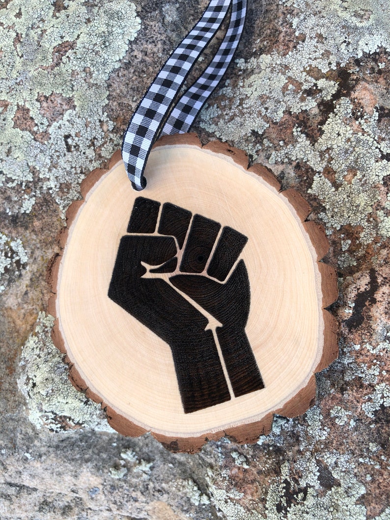 Wooden Christmas Ornament Raised Fist Clenched Fist Black - Etsy