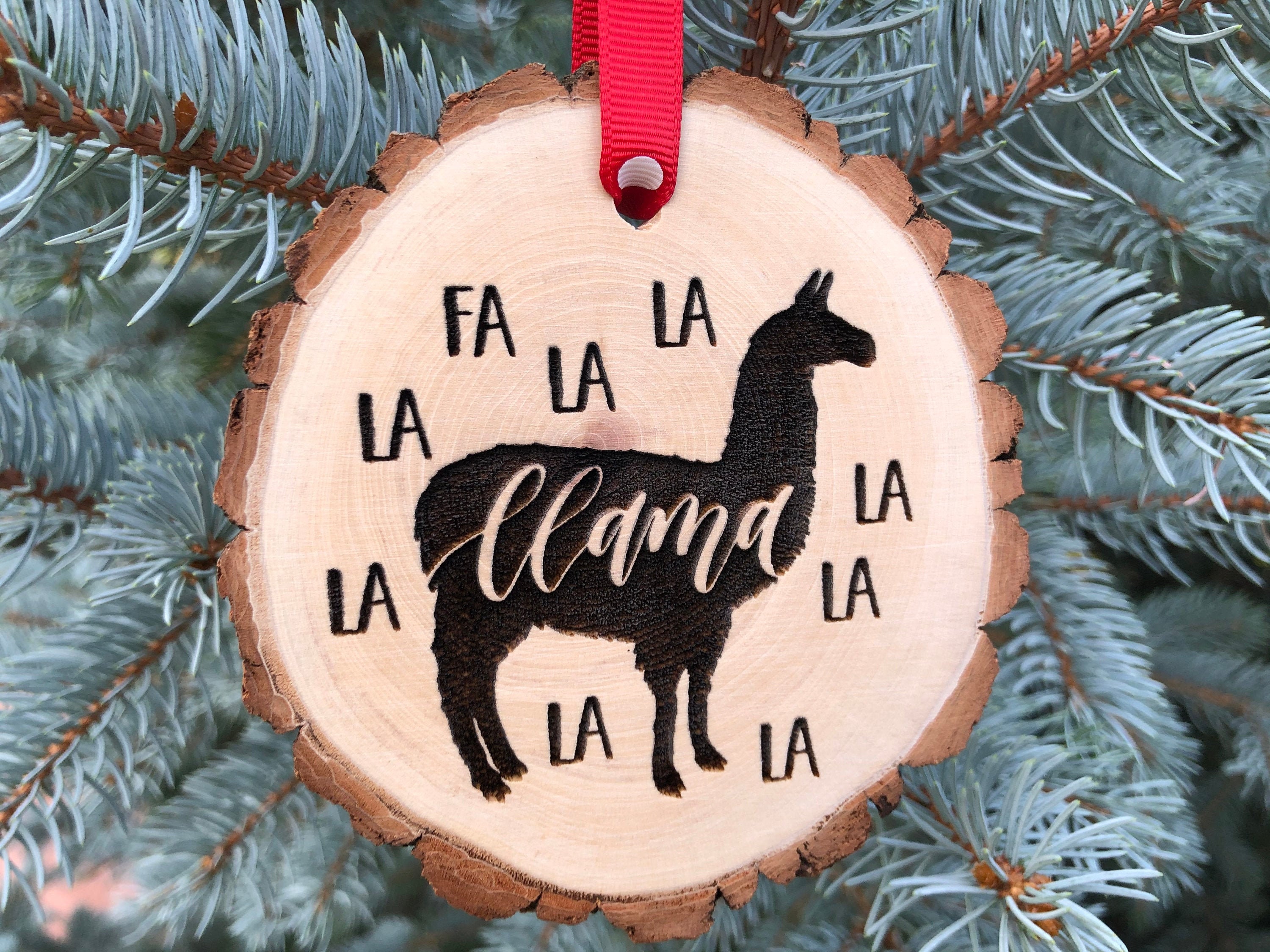 Wooden Christmas Ornament Fa La Llama Llama Ornament | Etsy