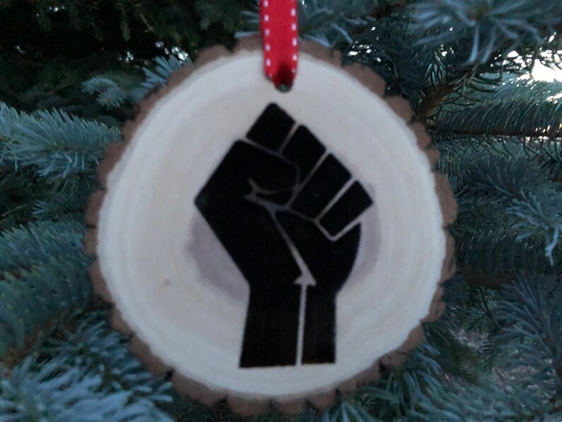 Wooden Christmas Ornament Raised Fist Clenched Fist Black | Etsy