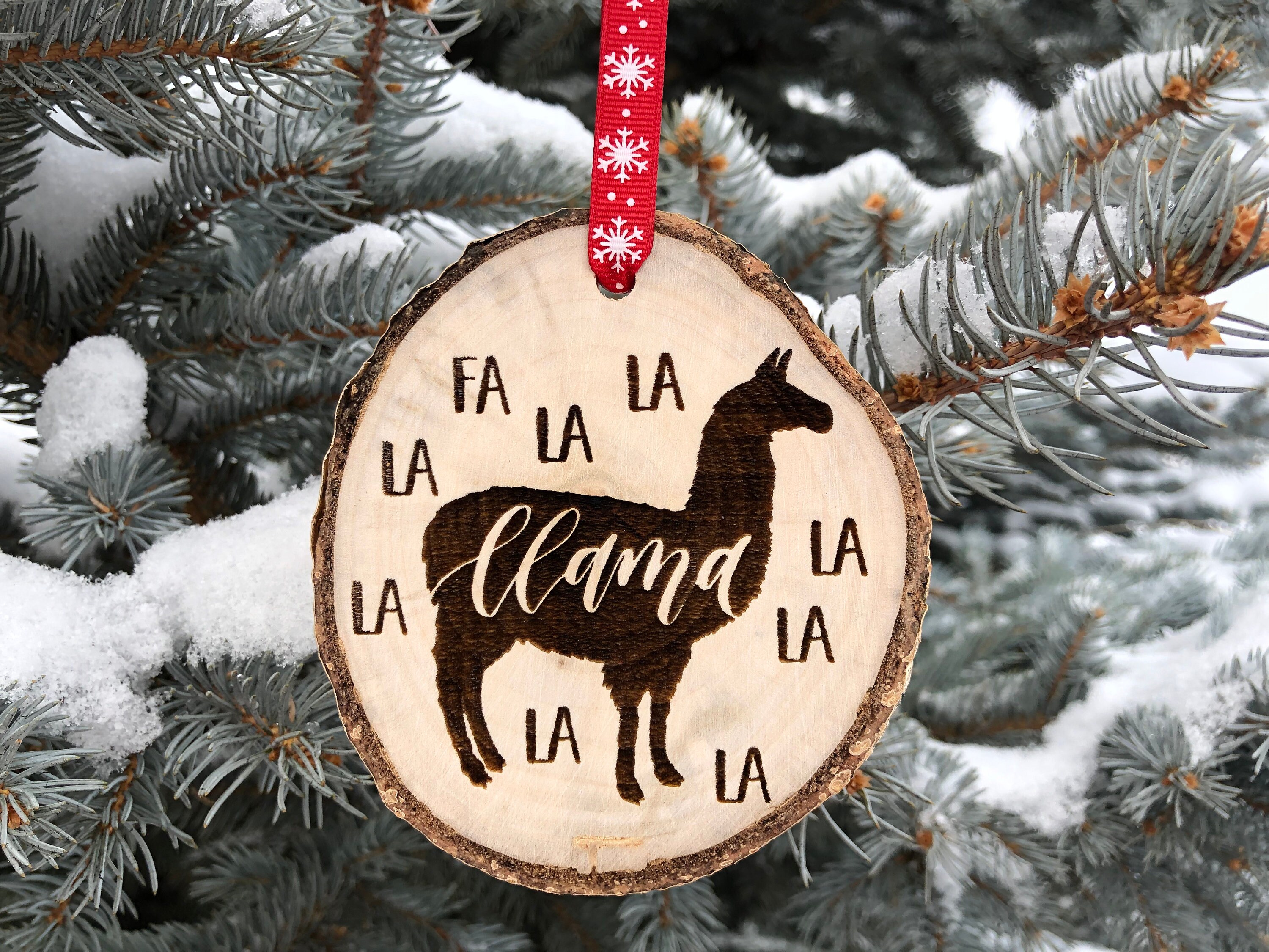 Wooden Christmas Ornament Fa La Llama Llama Ornament | Etsy