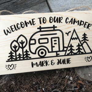 Wooden Camper Sign, Welcome to Our Camper, Handmade Personalized ...