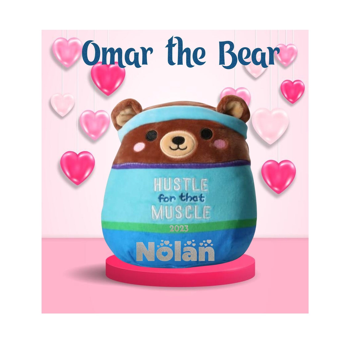 Personalized Squishmallow Omar Bear Plush, 7.5" Stuffed Animal, Glitter ...