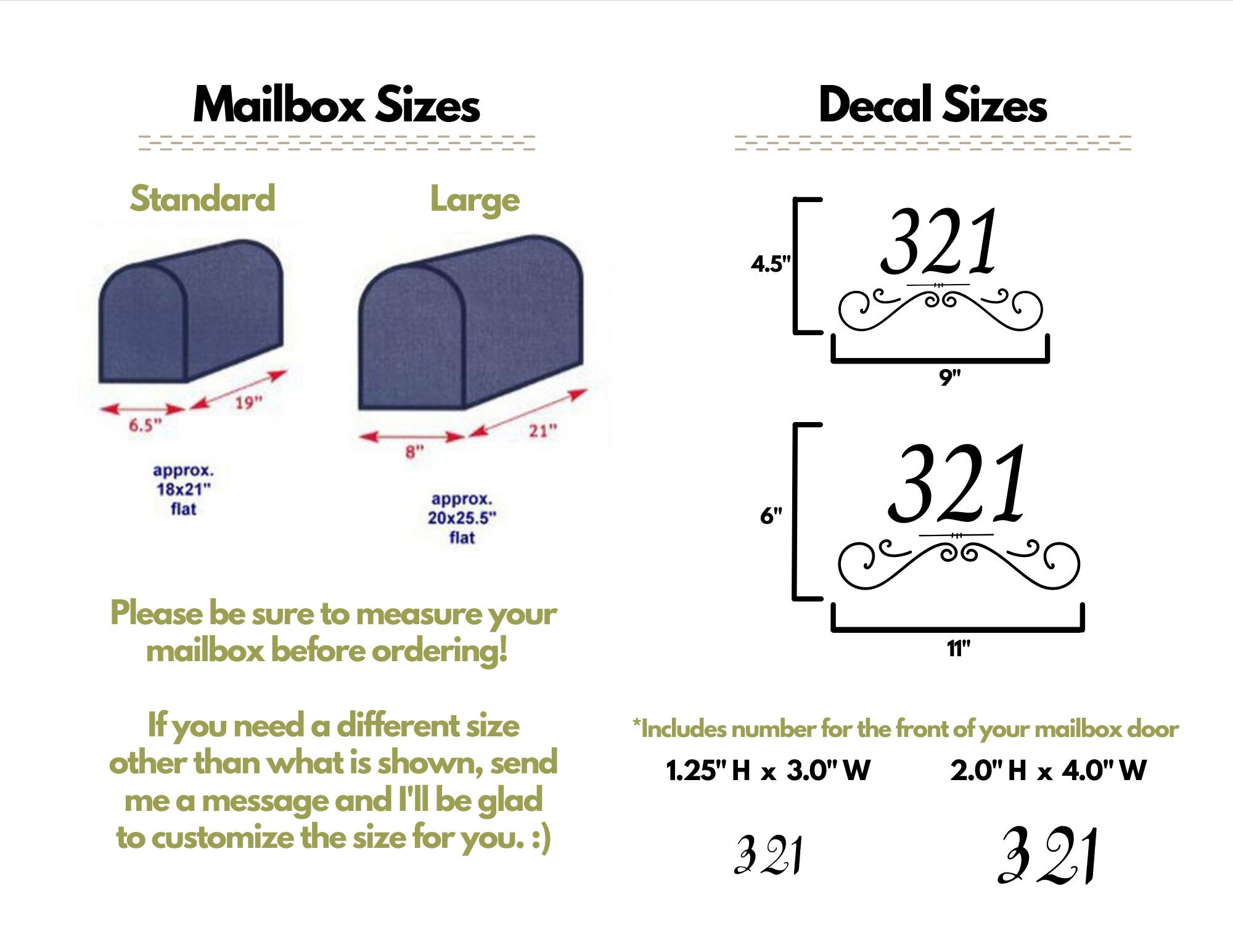 Custom Mailbox Decals Mailbox Numbers Vinyl Decal Stickers - Etsy