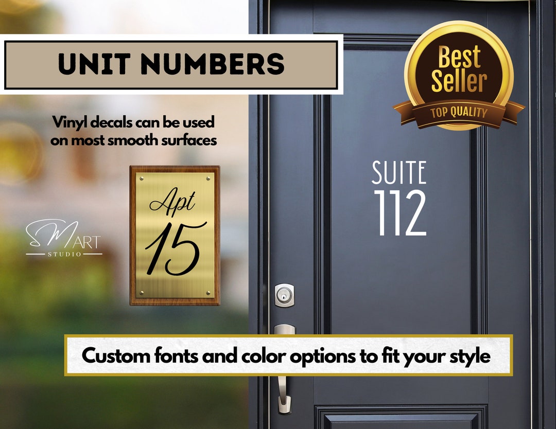 Custom Unit Numbers House Numbers Door Decal Suite Room Apartment ...