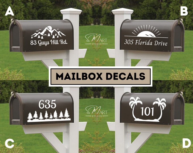 Custom Mailbox Decals Set of 2 Mailbox Numbers Vinyl Decal Stickers ...