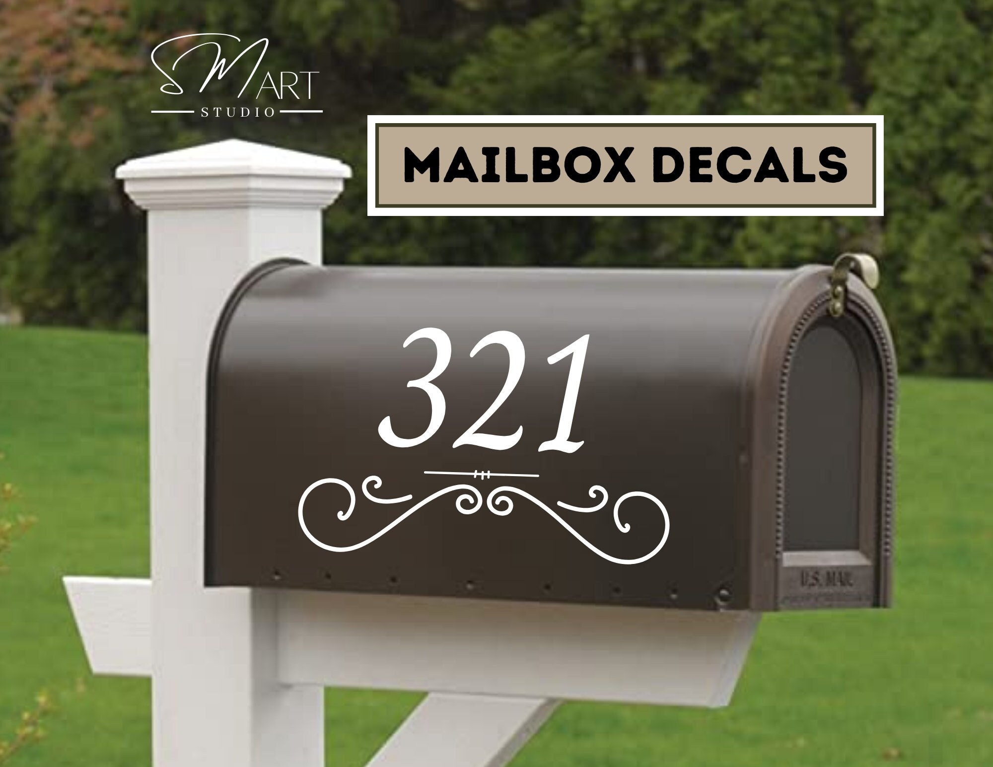 Custom Mailbox Decals Mailbox Numbers Vinyl Decal Stickers Mailbox ...