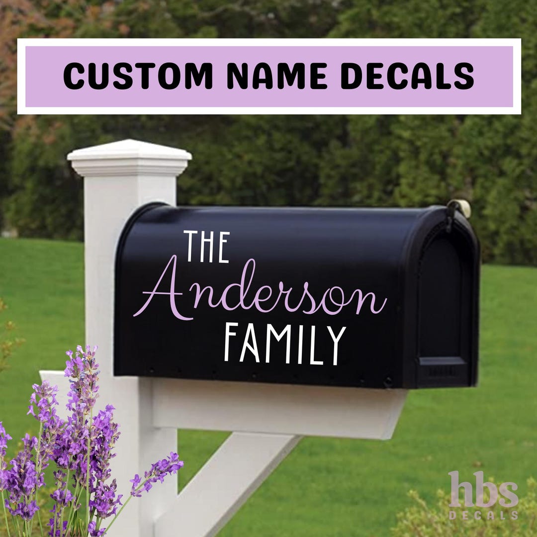 Custom Name Decal | Wall & Door Sign Name | Last Name Mailbox Decal ...