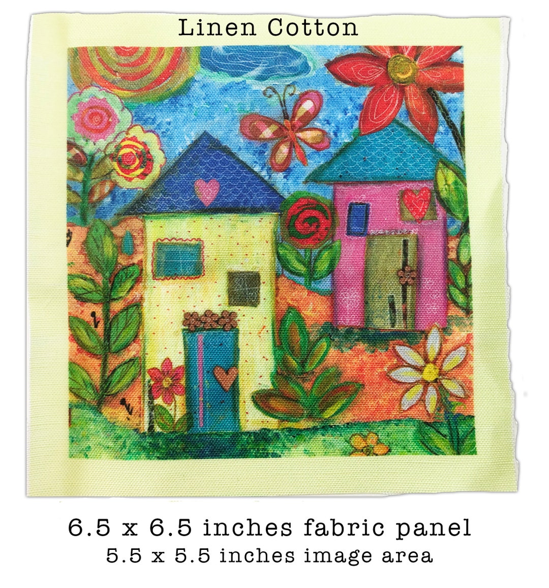 Houses Art Fabric Panel, Cotton Linen, DIY Crafts (6.5x6.5) - Etsy