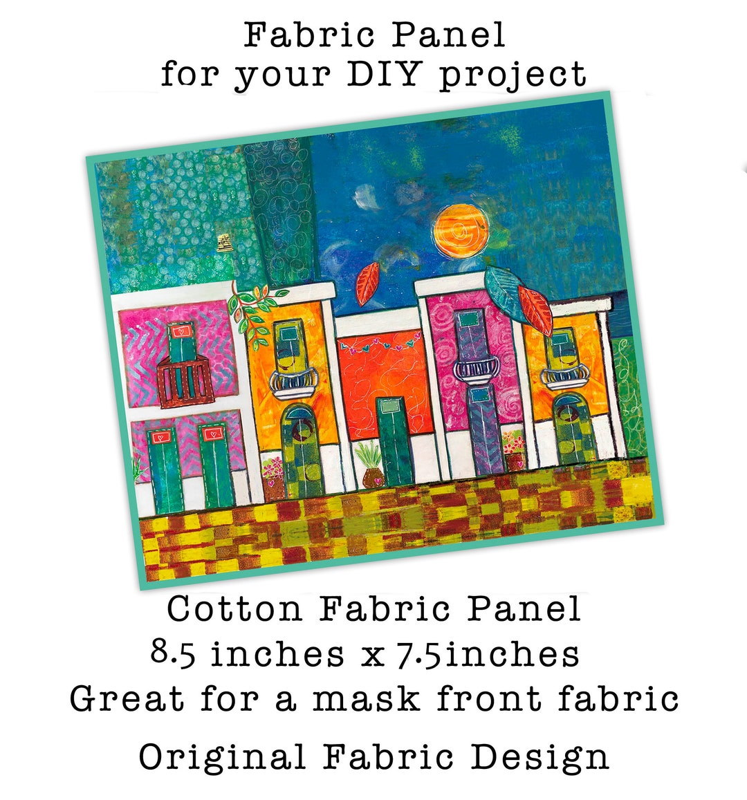 Original Art Fabric Panel, Rectangular Fabric 8.5 Inch X 7 Inch Image ...