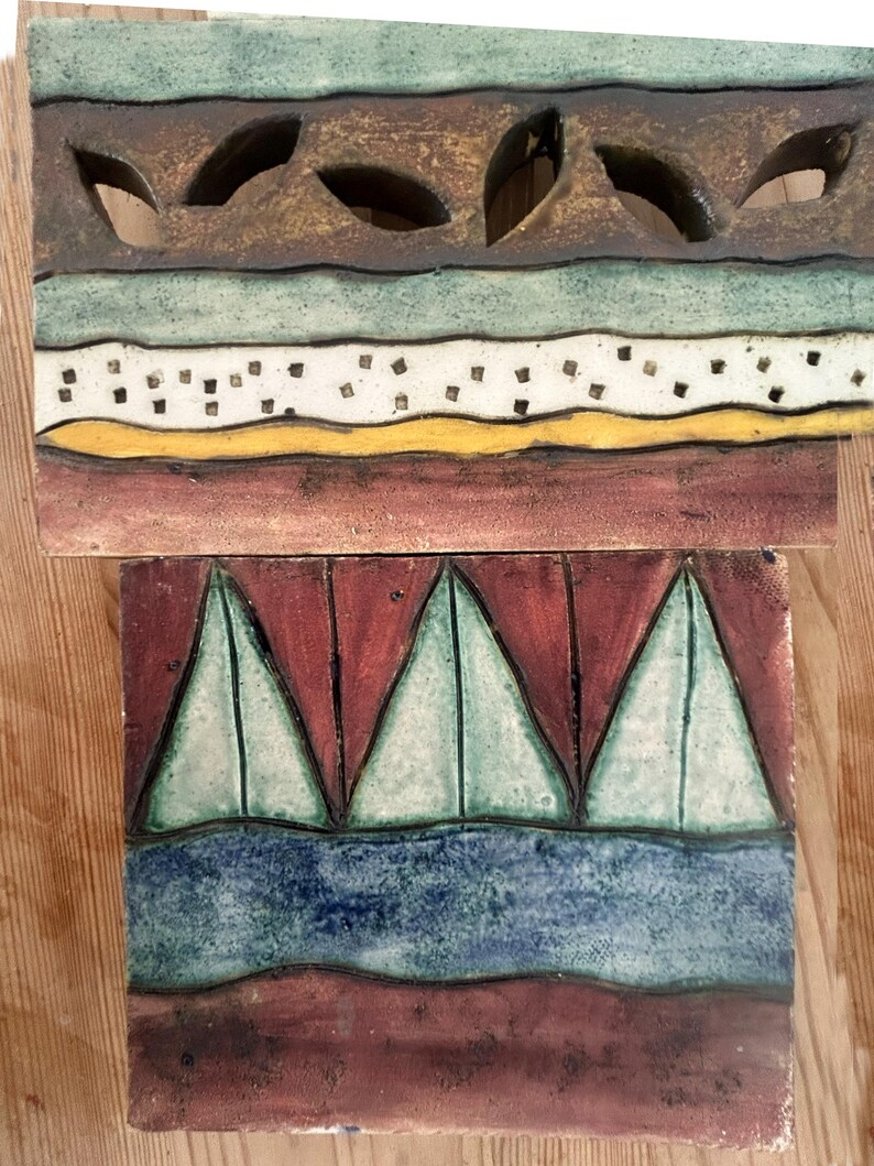 Handmade Ceramic Tile Mural, Abstract Earth Tones, Elizabeth Claire Art ...