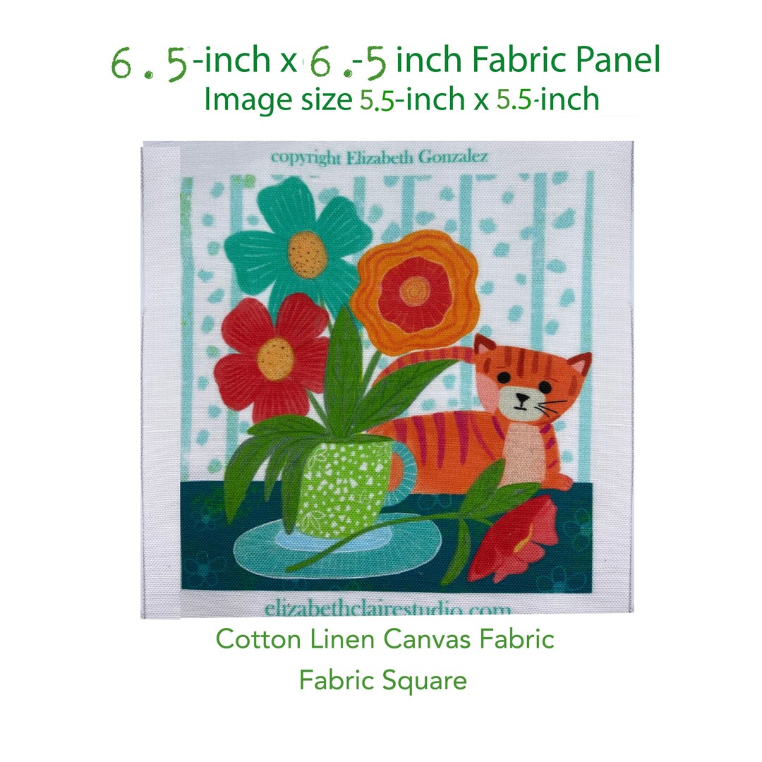 Cat Fabric Panel, Orange Cat Fabric, Cat Fabric for Quilting, Pet Lover ...