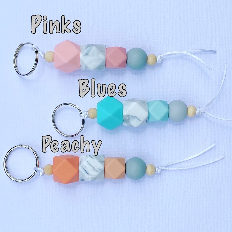 Keyring SILICONE BEADED KEYRING Hex style | Etsy