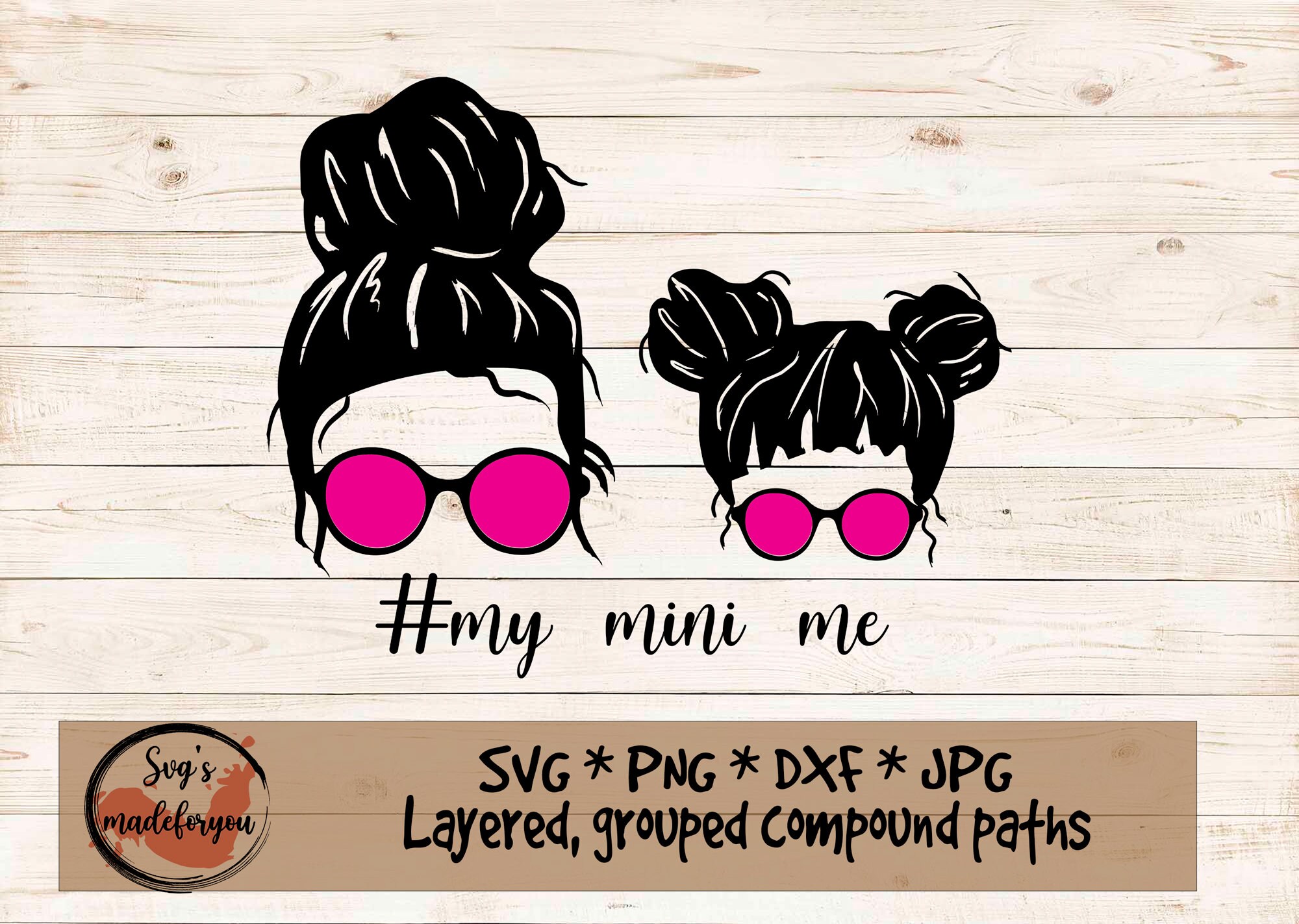 My mini me svg Mom and Daughter svg Messy bun skull svg | Etsy