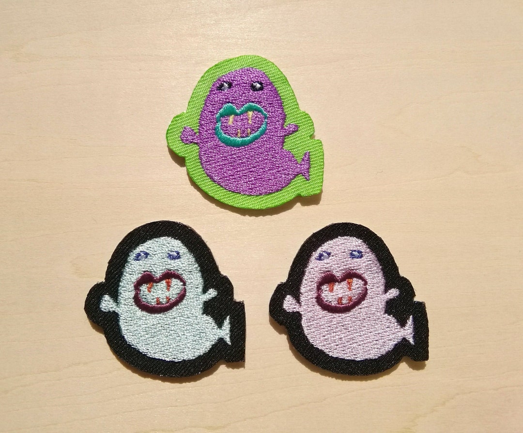 Fish Ghost Small Size Patches Embroidered Iron-on Patches Applique ...