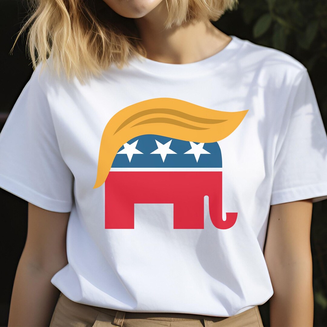 Cute Trump Republican Elephant With Golden Hair Unisex T-shirt, Fun ...