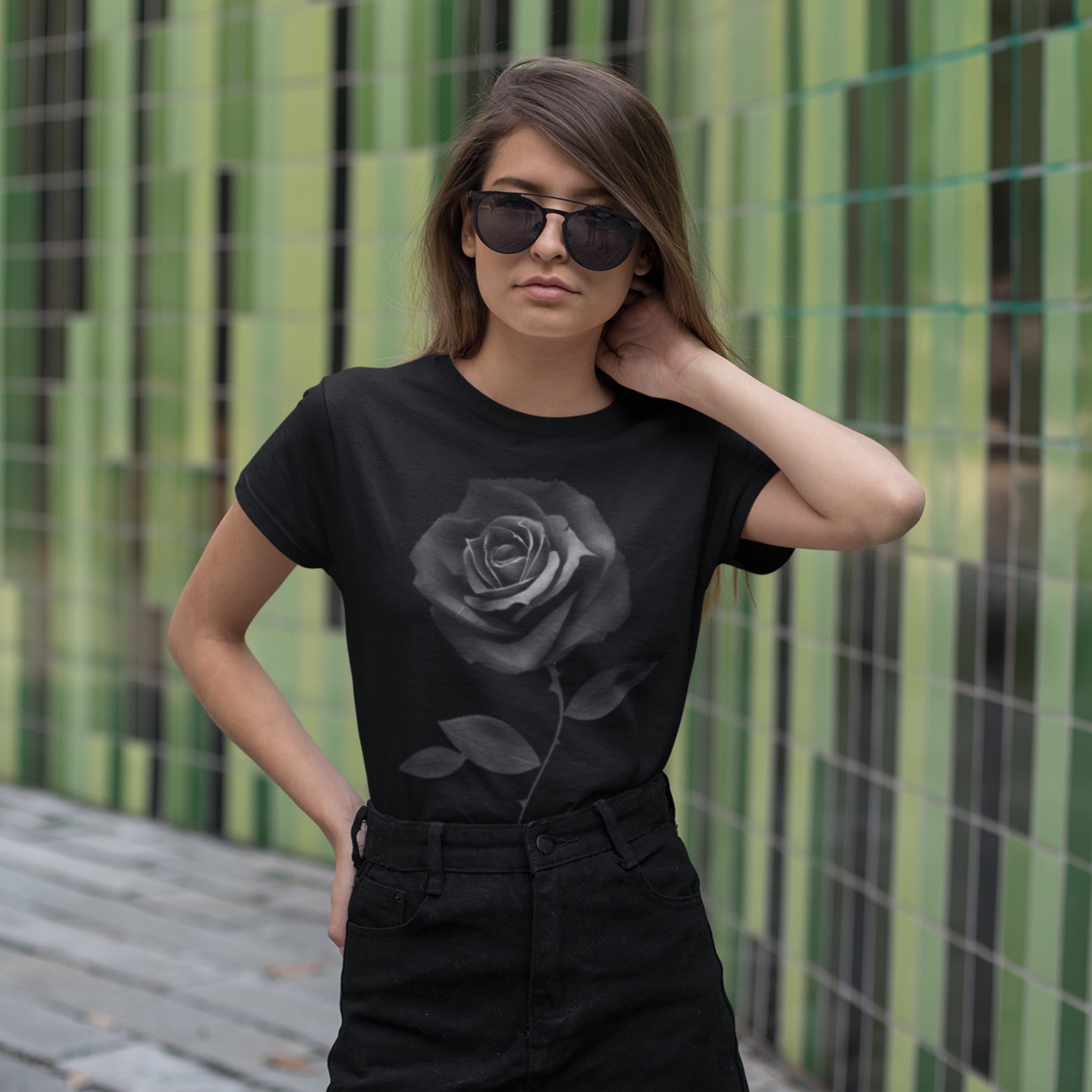 Beautiful Black Rose Flower Unisex T-shirt, Vintage Black Rose Design ...