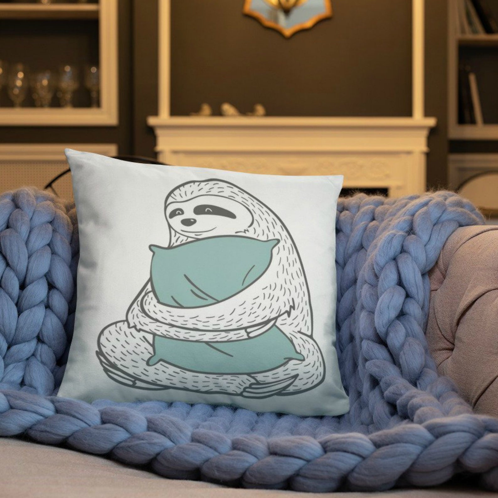 Cute Lazy Sloth Hugging Giant Pillow Square Pillow, Sloth Plush Throw ...