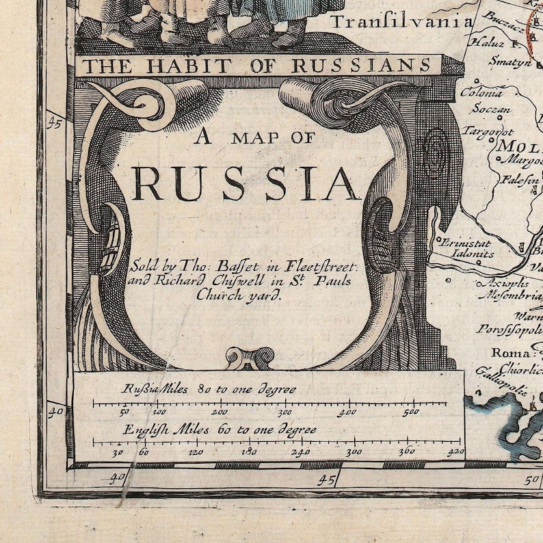 1676 Ancient Map of Russia: Fine Art Giclée Print - Etsy
