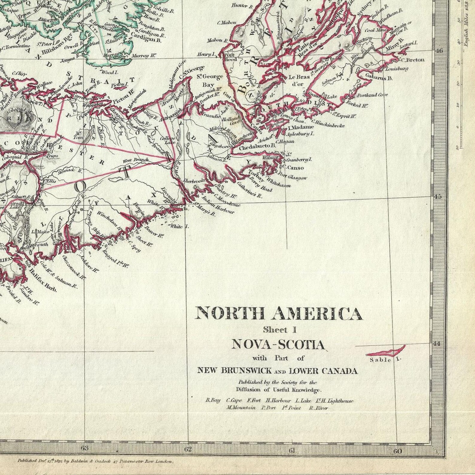 Antique Nova Scotia Map Print: 1832 Canada Fine Art Reproduction - Etsy