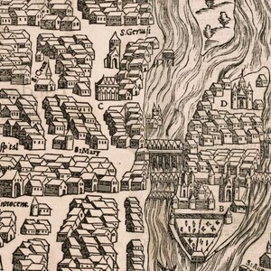 Ancient Map of Paris, 1550, Fine Reproduction, Antique Decor, Fine Art ...