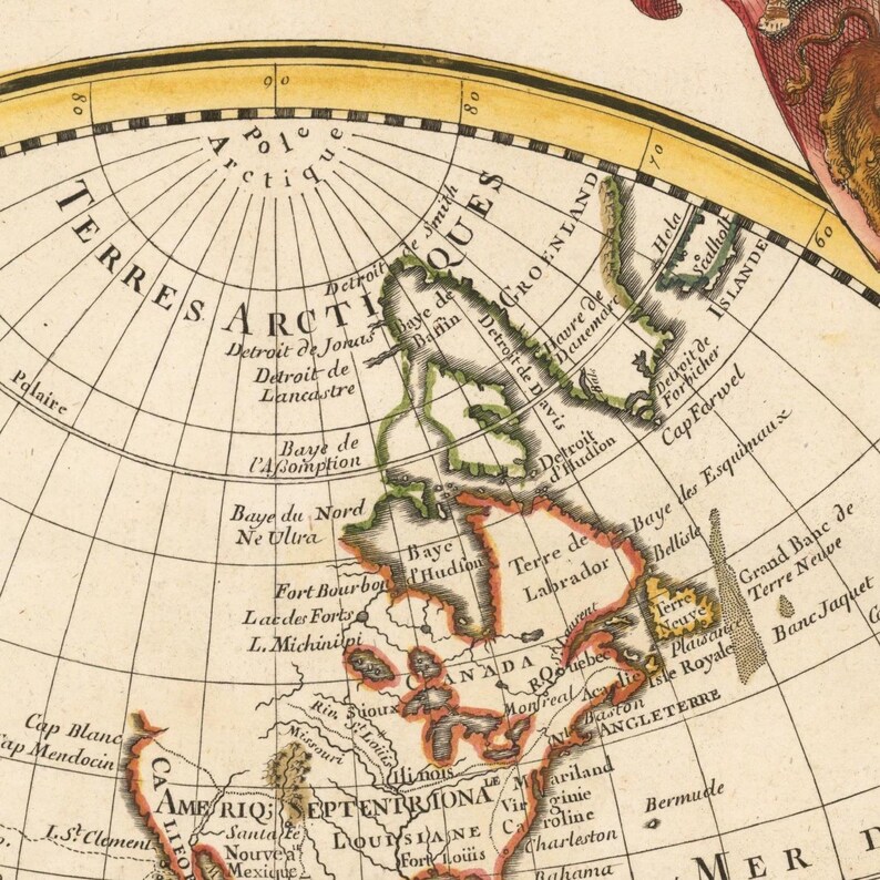 1720 World Map Print: Rare Antique Map Reproduction, Fine Art - Etsy