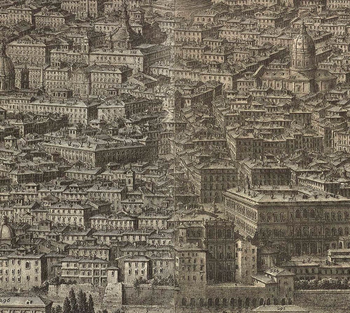 Ancient Lithography City of Rome Panoramic View Very Old - Etsy