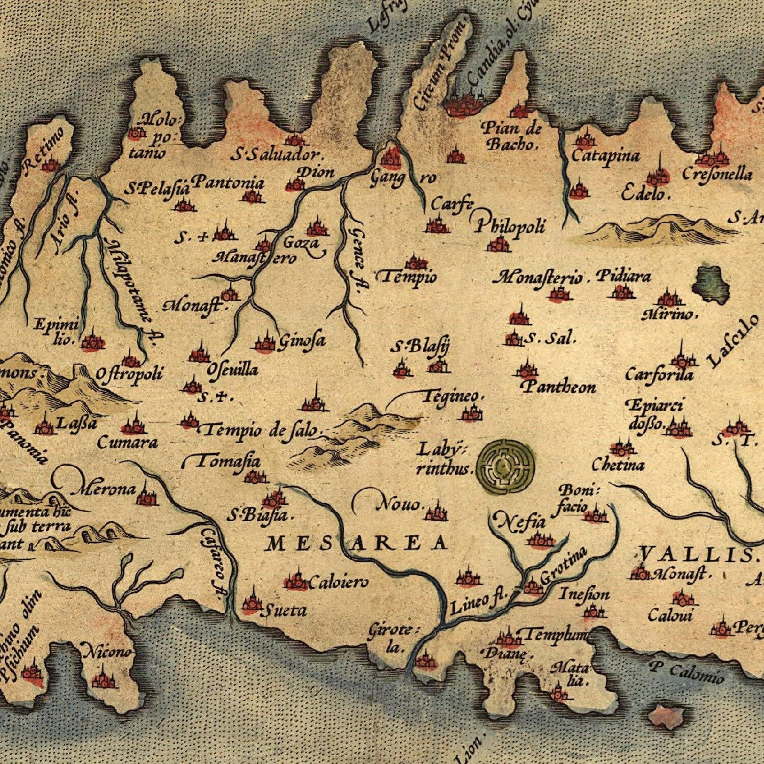 Ancient Map of Crete 16th Century Extremely Rare Fine - Etsy