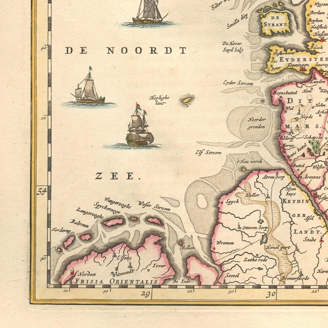 Ancient Map of Kingdom of Denmark 1650 Very Rare Map - Etsy