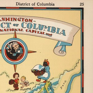 1935 Cartoon Map of District of Columbia: Fine Art Print - Etsy