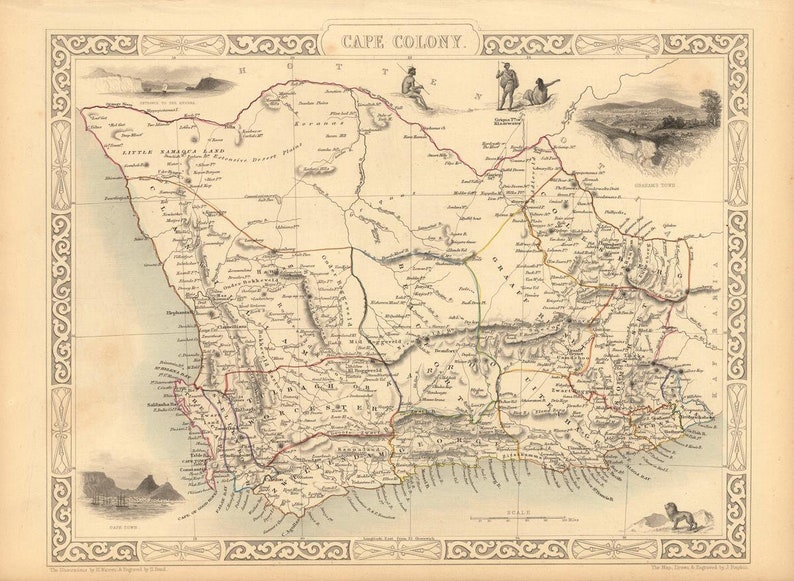 Cape Colony Map Print: 1851 Rare Fine Art Reproduction - Etsy