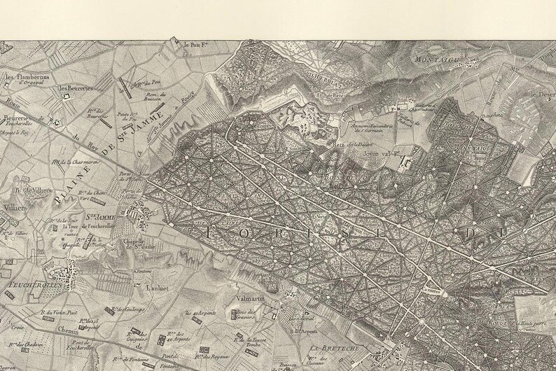 Antique map of Versailles France 1750 large map print fine | Etsy