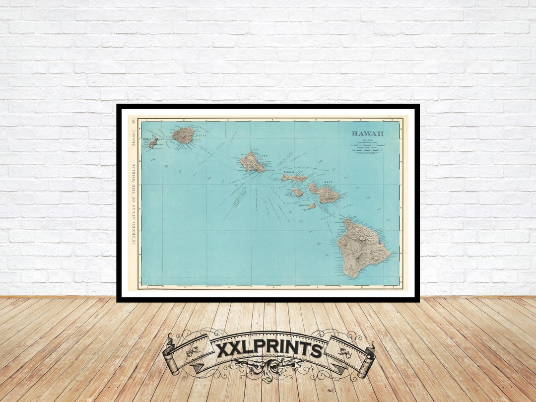 Hawaii Map Print: 1900 Vintage Style Fine Art Reproduction - Etsy