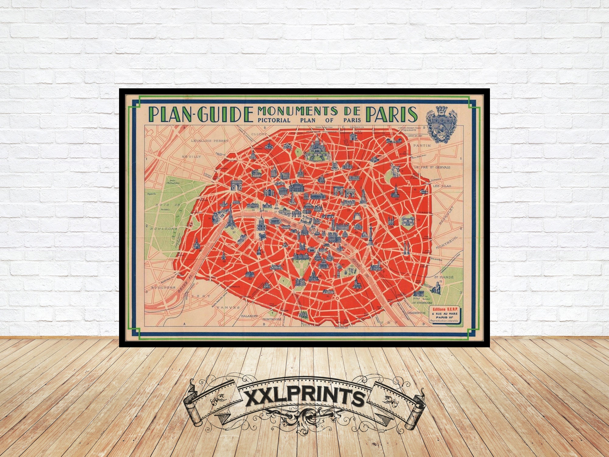 Vintage Paris Map Reproductions