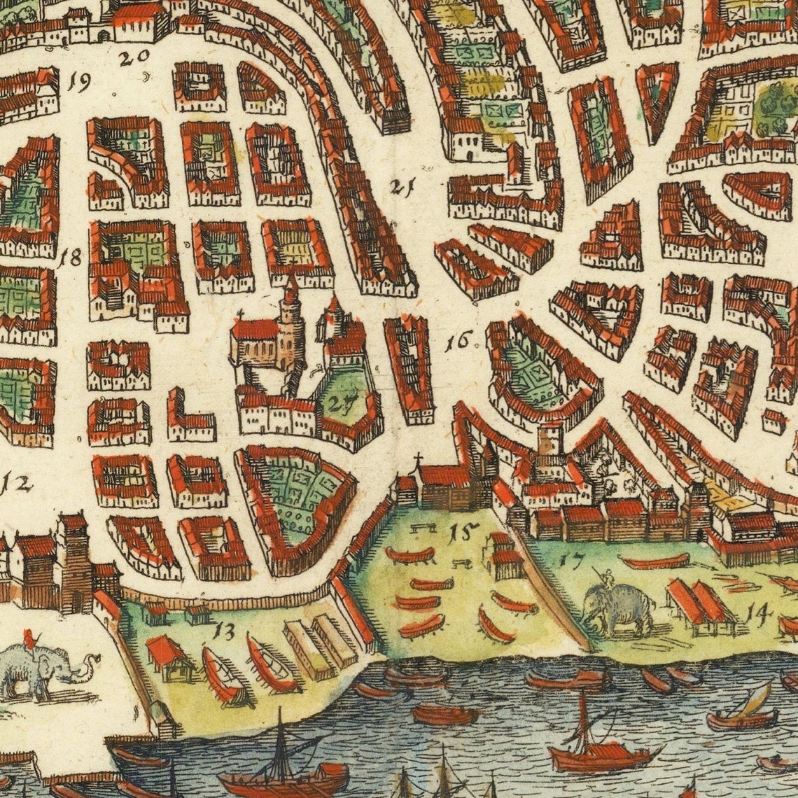 Goa India Map Print: 1650 Bird's Eye View, Antique Decor - Etsy