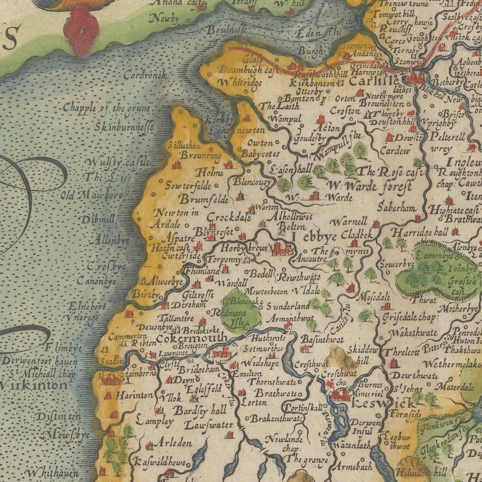 Cumberland Map Print: 1637 Ancient United Kingdom County Reproduction ...