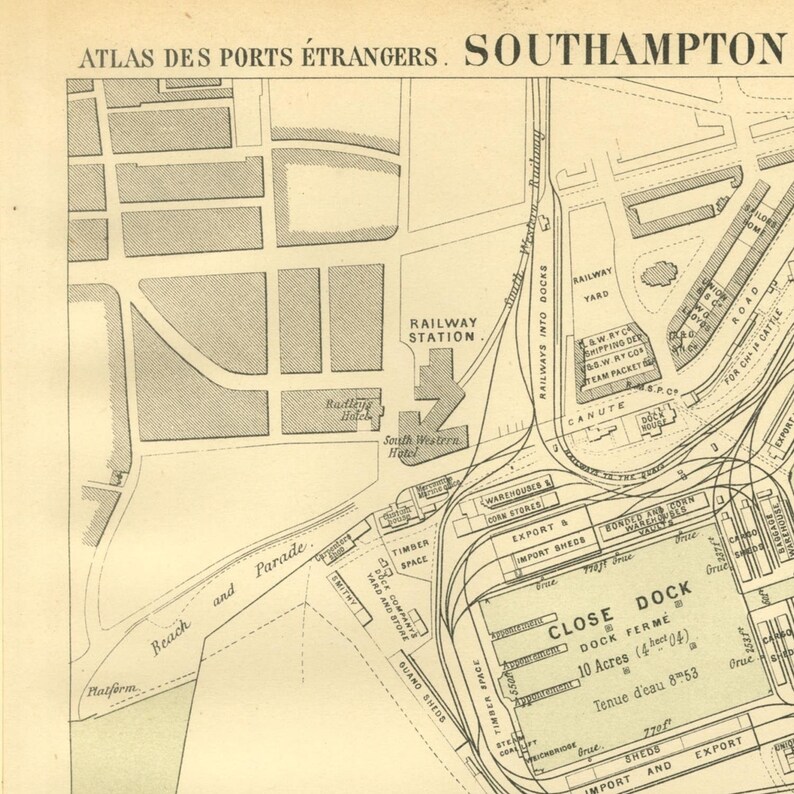 Southampton Map Print: 1884 Antique City Plan, United Kingdom - Etsy