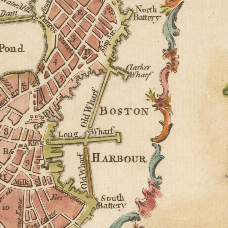 Old City Plan of Boston 1774 Rare Map Antique Fine - Etsy