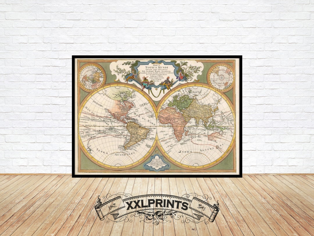 Antique World Map Print: 1775 Hemispheres, Fine Art Reproduction - Etsy