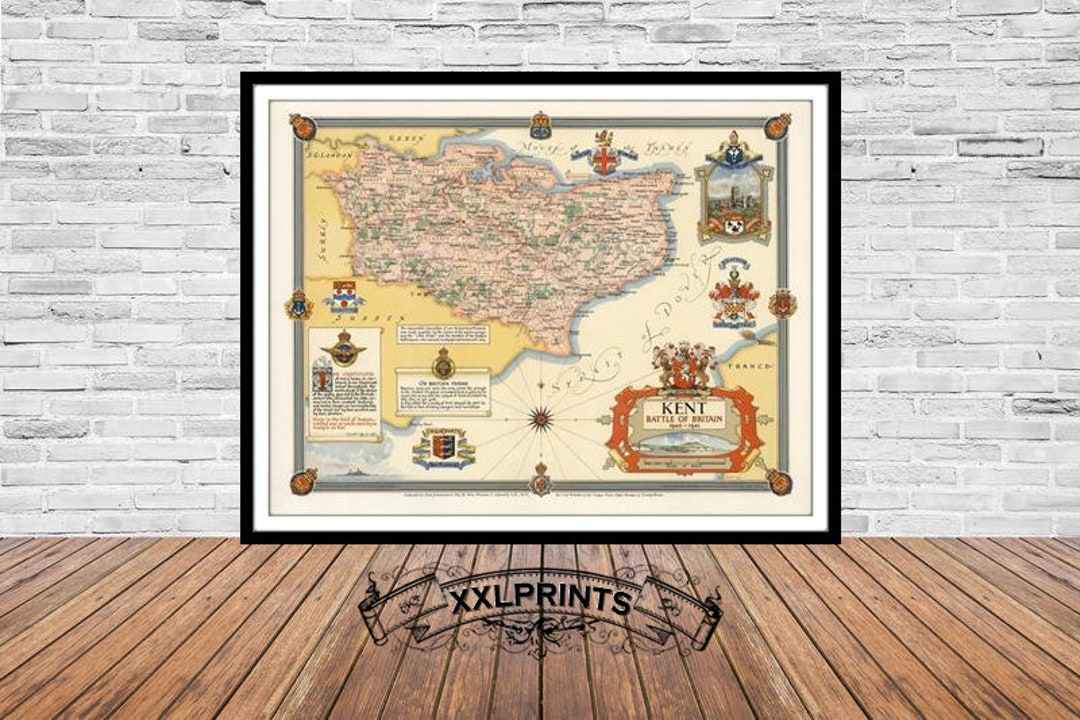 Kent Map Print: 1946 United Kingdom County, Fine Art Reproduction - Etsy
