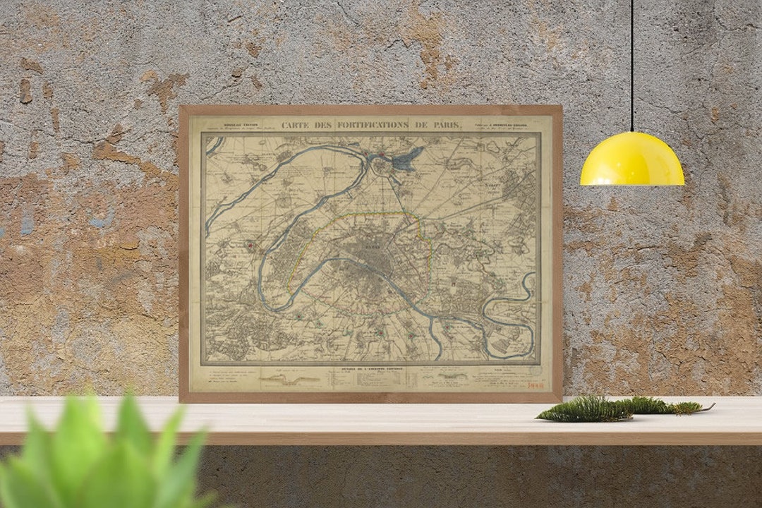 Antique Paris Map Print: 1815 Fortifications, Fine Art Giclée - Etsy