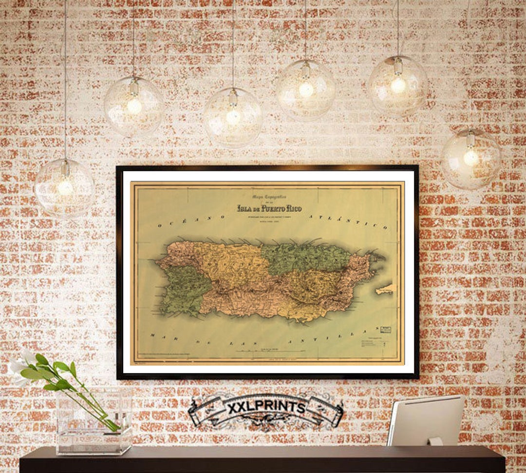 Antique Puerto Rico Map Print: 1886 Fine Art Reproduction - Etsy