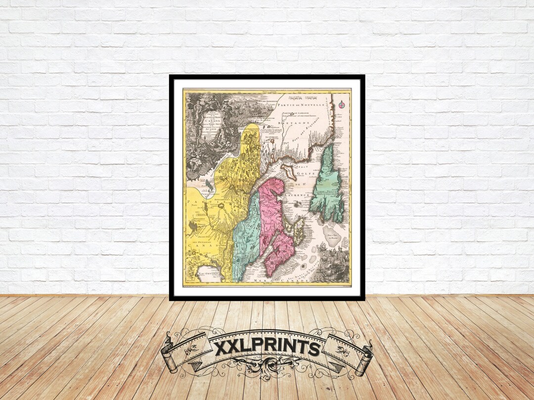 Antique Northeastern Canada Map Print: 1750 Fine Art Reproduction - Etsy