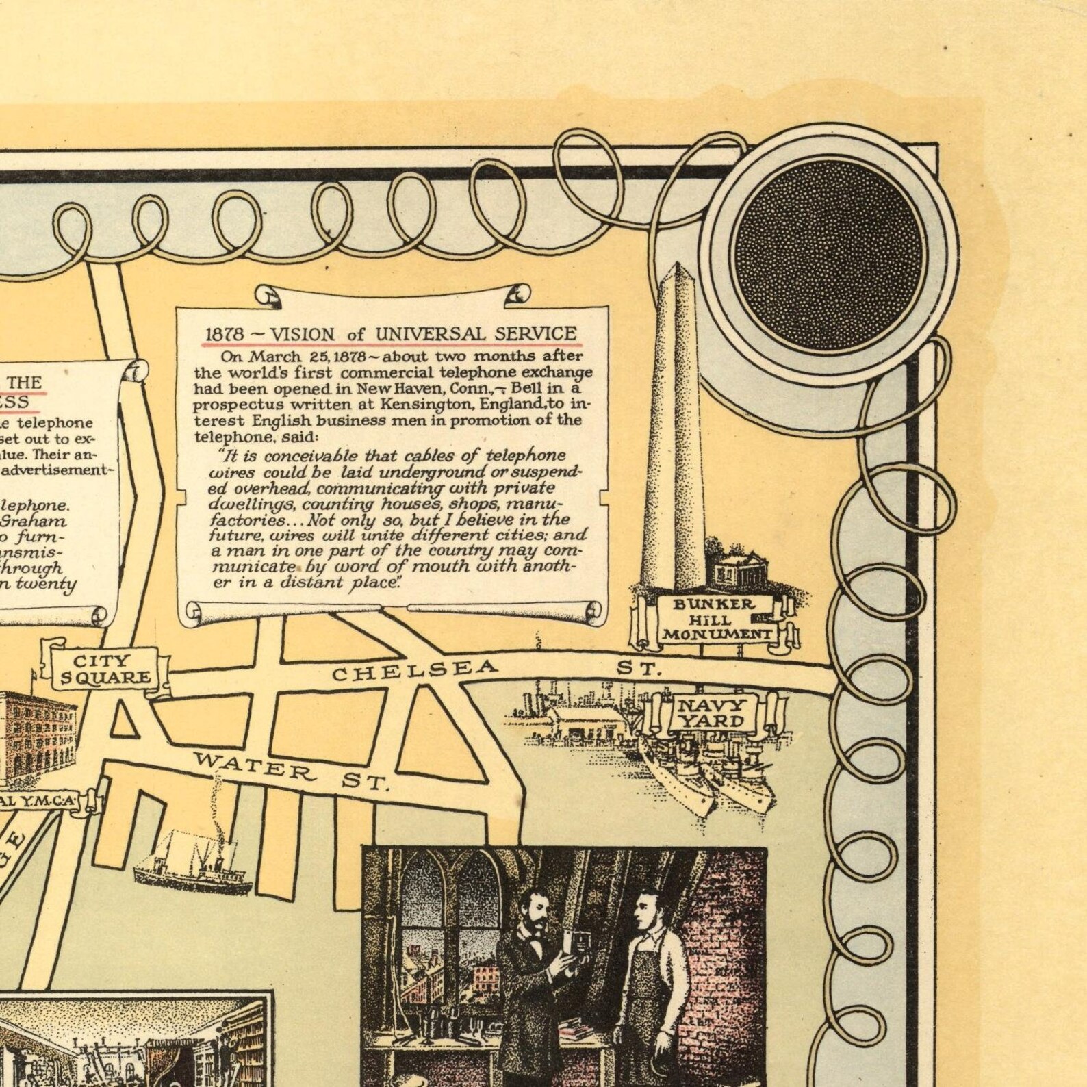 Old Map of Boston 19th Century Map Telephone's - Etsy