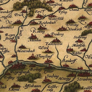 Antique Map of Bavaria, Baden-wurttemberg, 1550, Very Rare Map, Ancient ...
