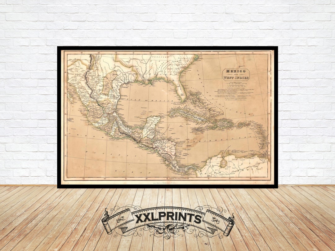 Mexico & West Indies Map Print: 1826 Antique Reproduction - Etsy