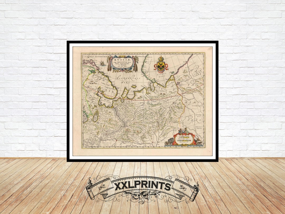 Old Map of Russia, 1642, Rare Map, Ancient, Fine Reproduction, Large ...