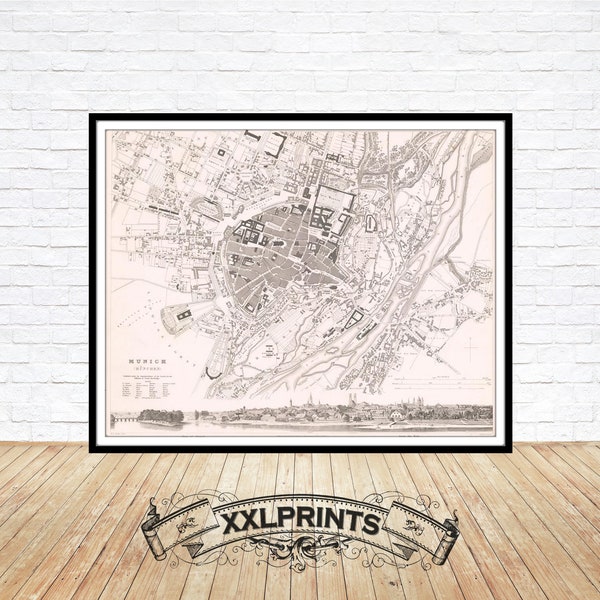 Antique Map of Munich - Etsy