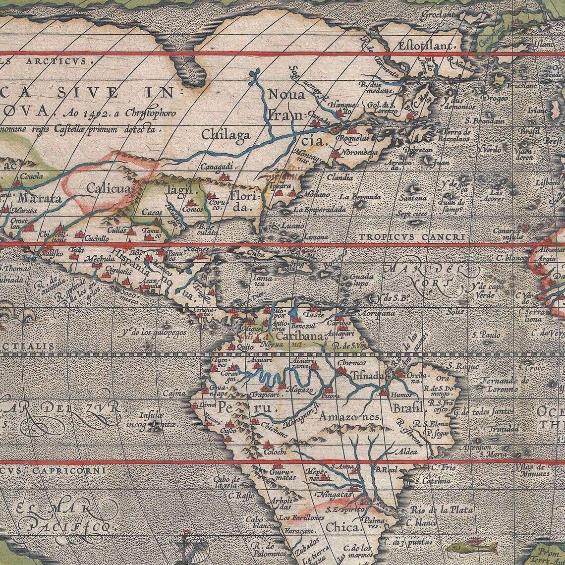 Ancient Map of the World 1592 Rare Map Fine Reproduction - Etsy