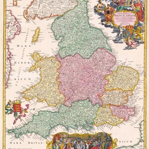Antique England Map Print: 1720 Fine Art Reproduction - Etsy