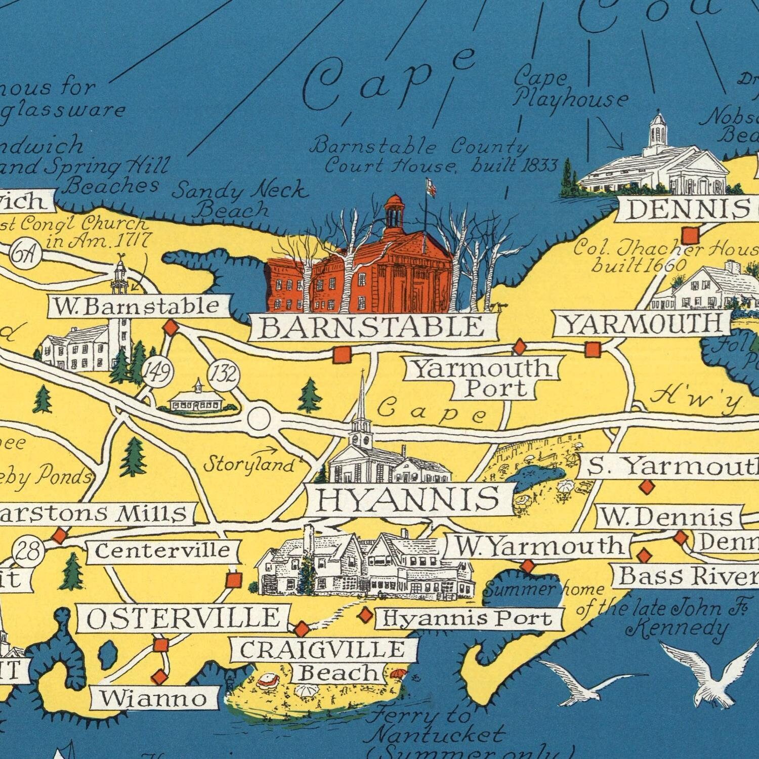 Old Map of Cape Code Massachusetts 19th Century Fine | Etsy